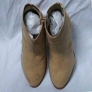 LOFT | Shoes | Nwt Loft Beige Stacked Heel Ankle Boot | Poshmark